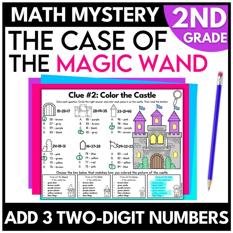 2nd Grade Magic Math Mystery Adding 3 Numbers - The Lifetime Learner