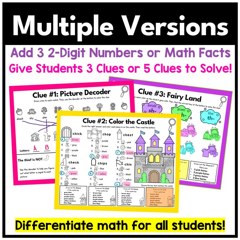 2nd Grade Magic Math Mystery Adding 3 Numbers - The Lifetime Learner