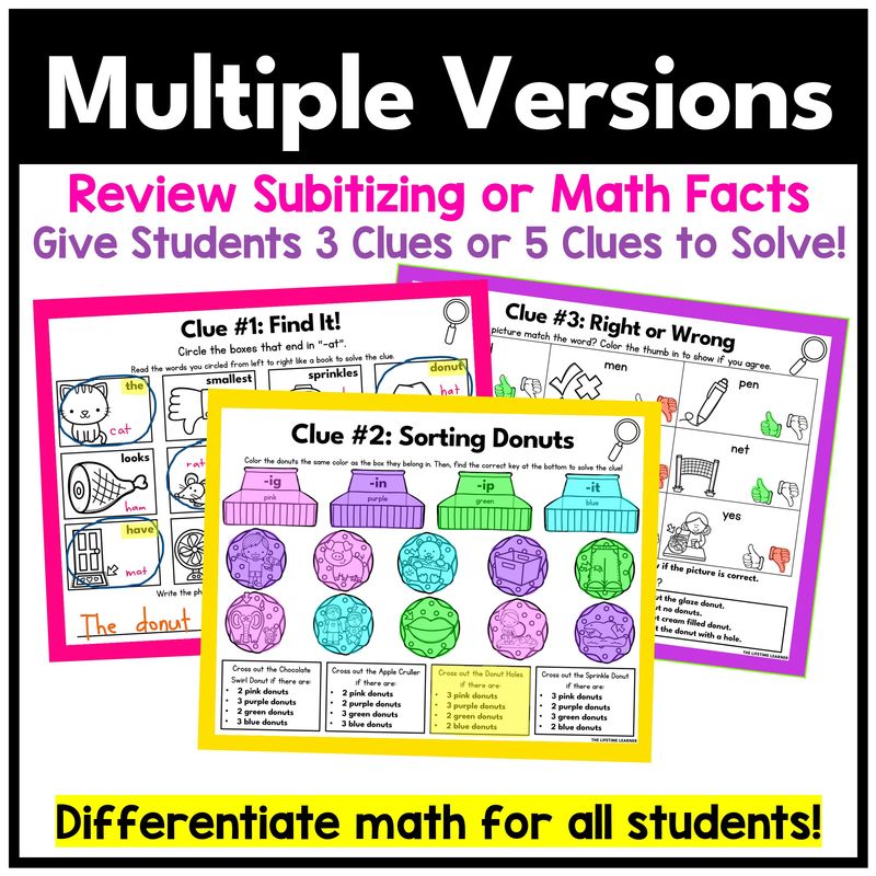 Donut Math Mystery Kindergarten | Subitizing Math Activities