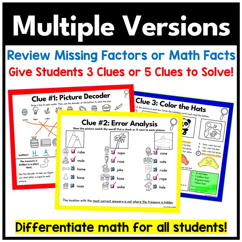 Pirate Math Mystery 3rd Grade | Missing Factors