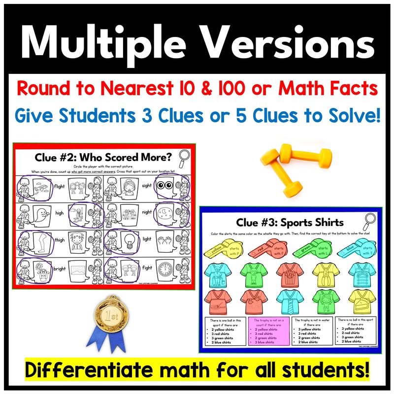 Sports Math Mystery 3rd Grade | Rounding 10 & 100