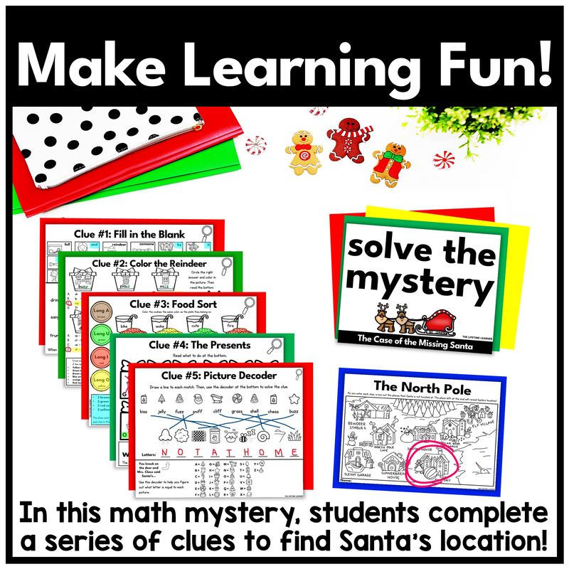 4th Grade Christmas Math Mystery Math Review - The Lifetime Learner