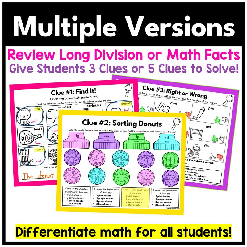 Donut Math Mystery 4th Grade | Long Division Review Game