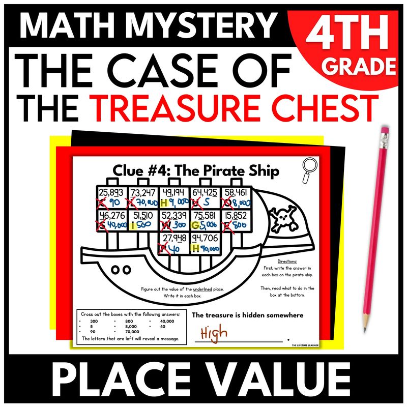 Pirate Math Mystery 4th Grade | Place Value Review Game