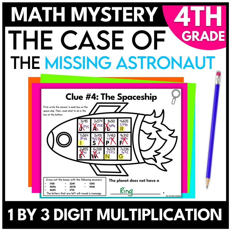 Space Math Mystery 4th Grade | 3-Digit by 1-Digit Multiplication