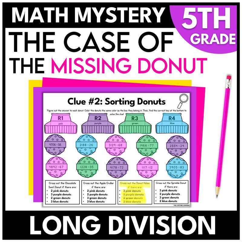 Donut Math Mystery 5th Grade | Long Division Game