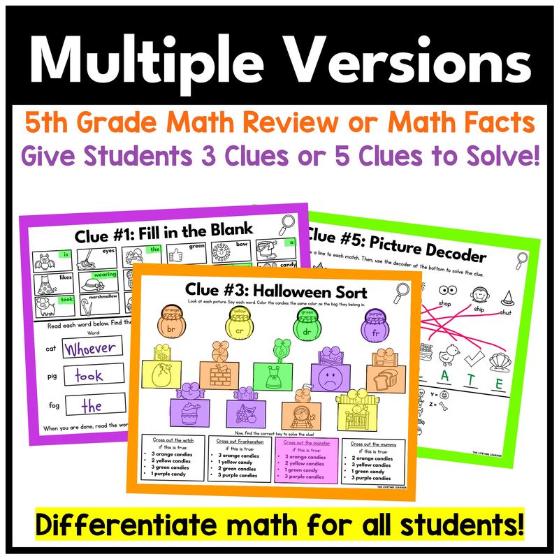 Halloween Math Mystery 5th Grade | Holiday Math Review