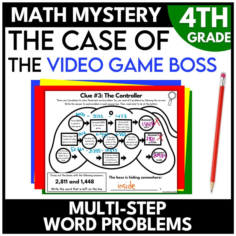 Video Game Math Mystery 4th Grade | Multi-Step Word Problems