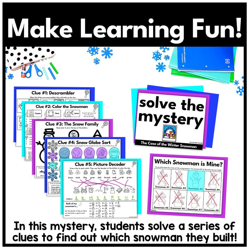 Kindergarten Winter Math Mystery Math Review - The Lifetime Learner