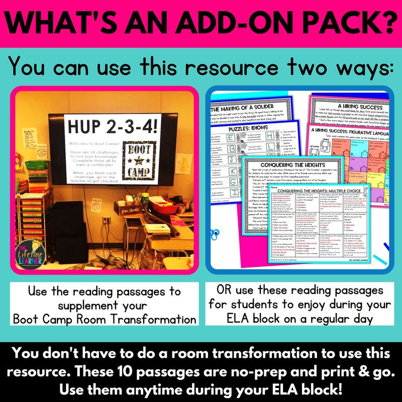 Boot Camp Reading Comprehension Passages Add On Pack - The Lifetime Learner