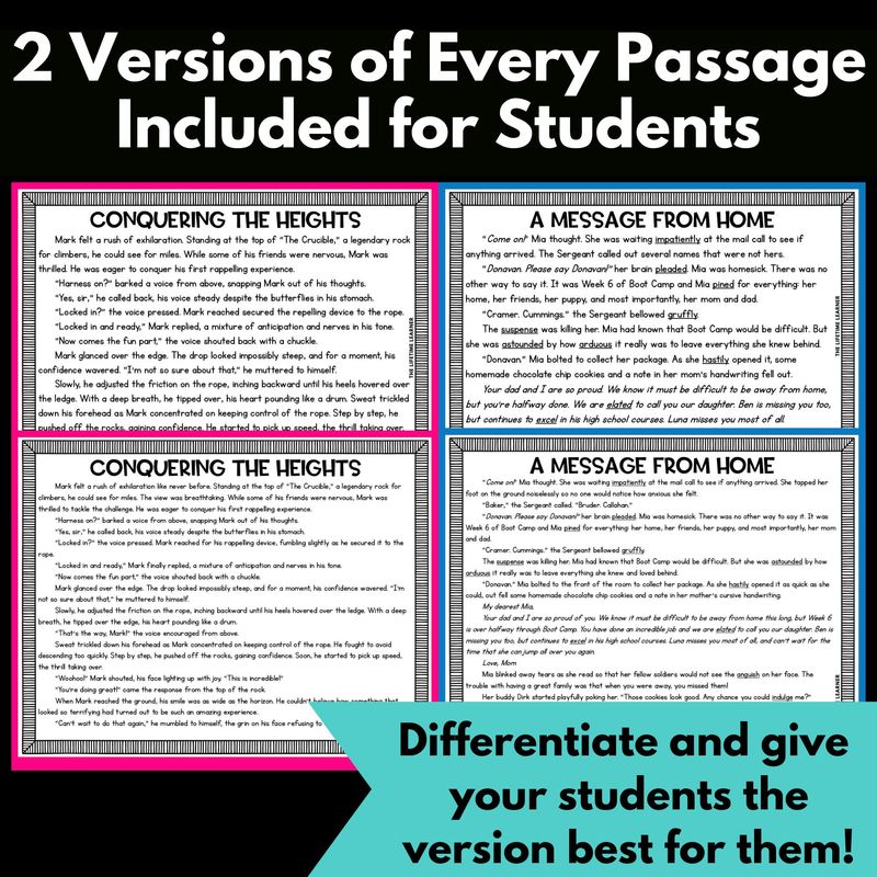 Boot Camp Reading Comprehension Passages Add On Pack - The Lifetime Learner