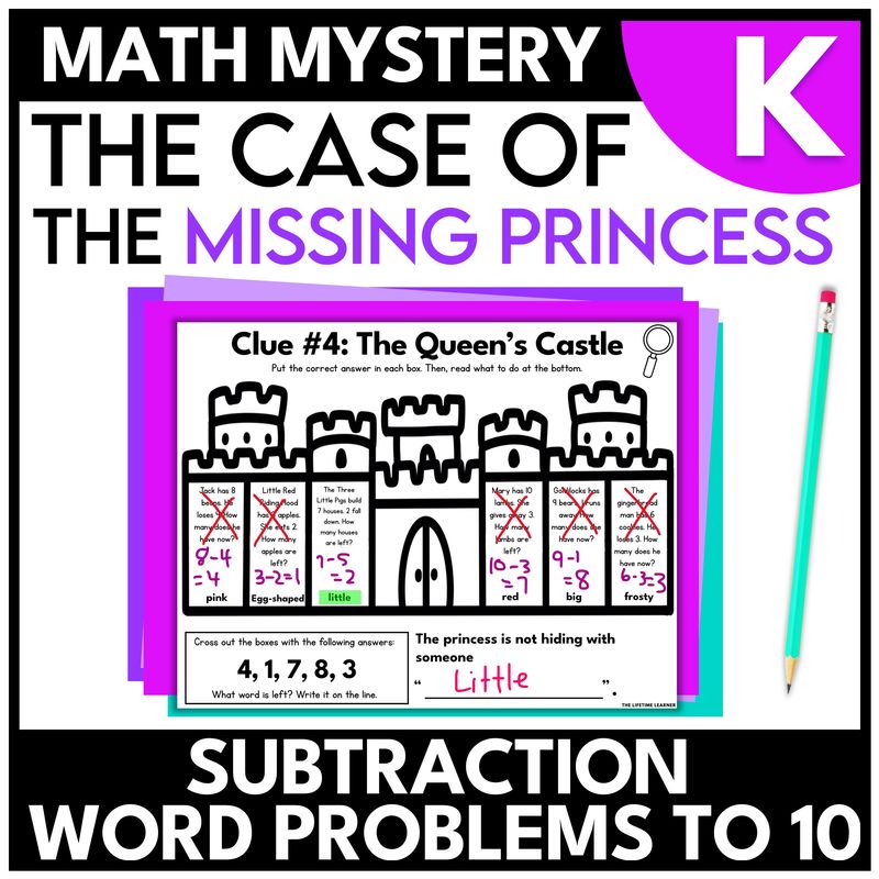 Fairy Tale Math Mystery Kindergarten | Subtraction Word Problems