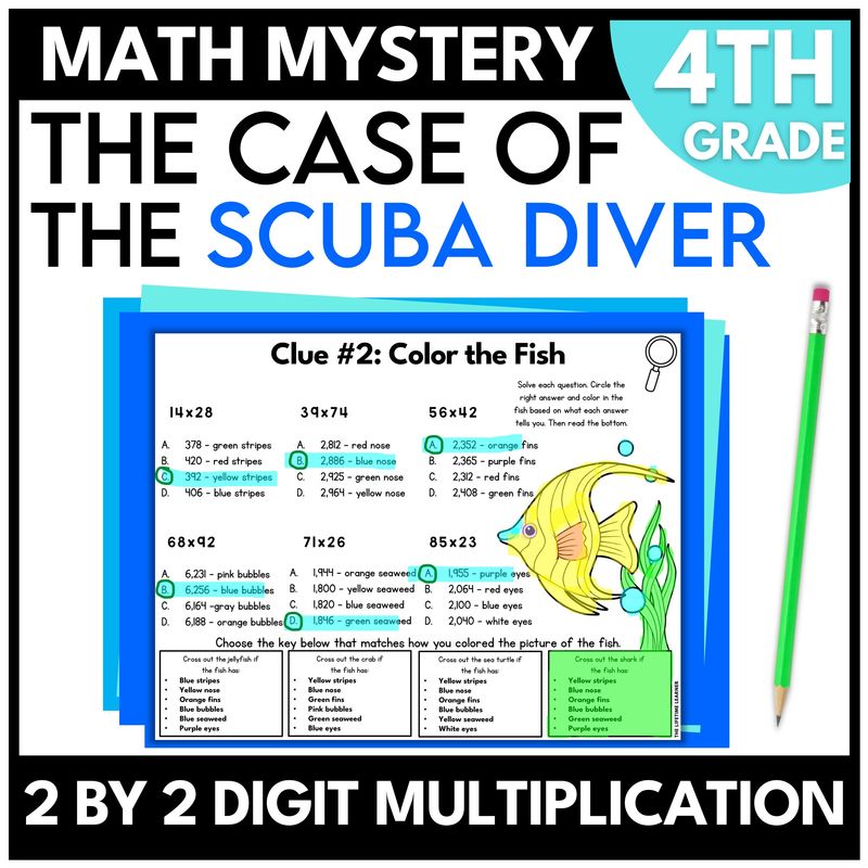 Under the Sea Math Mystery 4th Grade | 2 by 2-Digit Multiplication