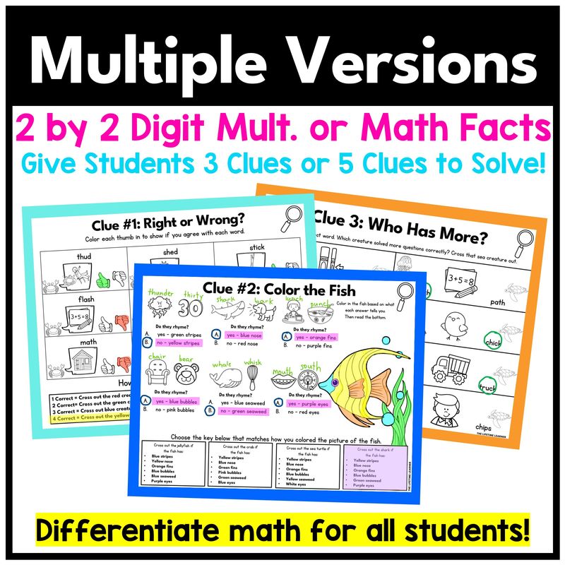 Under the Sea Math Mystery 4th Grade | 2 by 2-Digit Multiplication