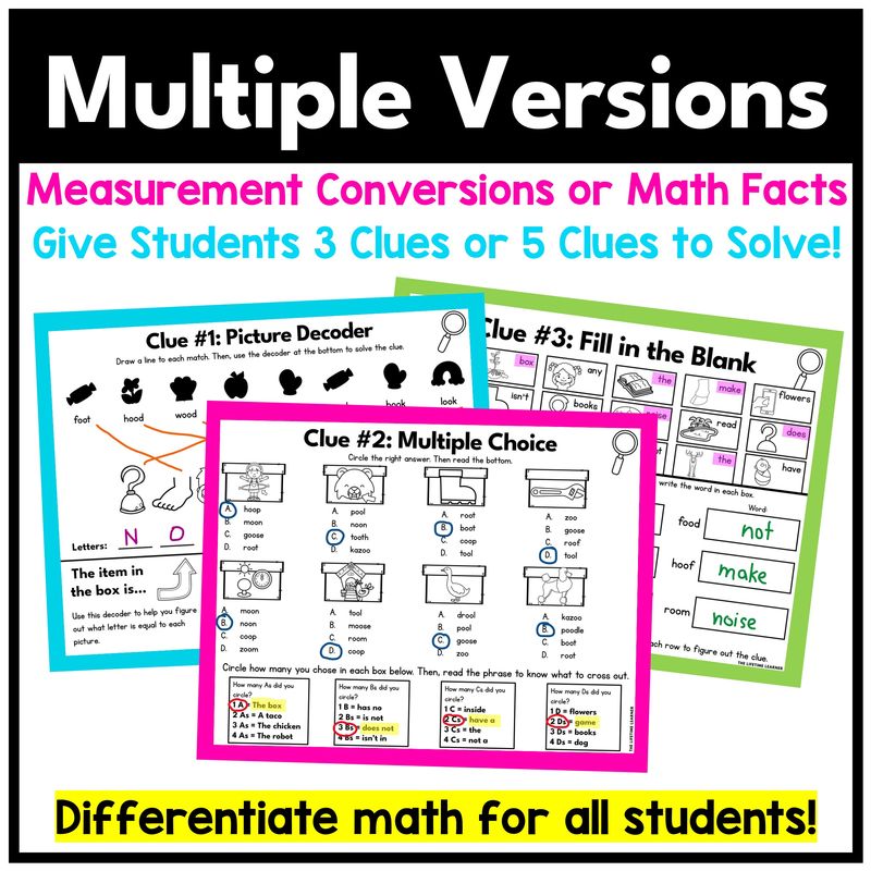 Box Math Mystery 4th Grade | Measurement Conversions