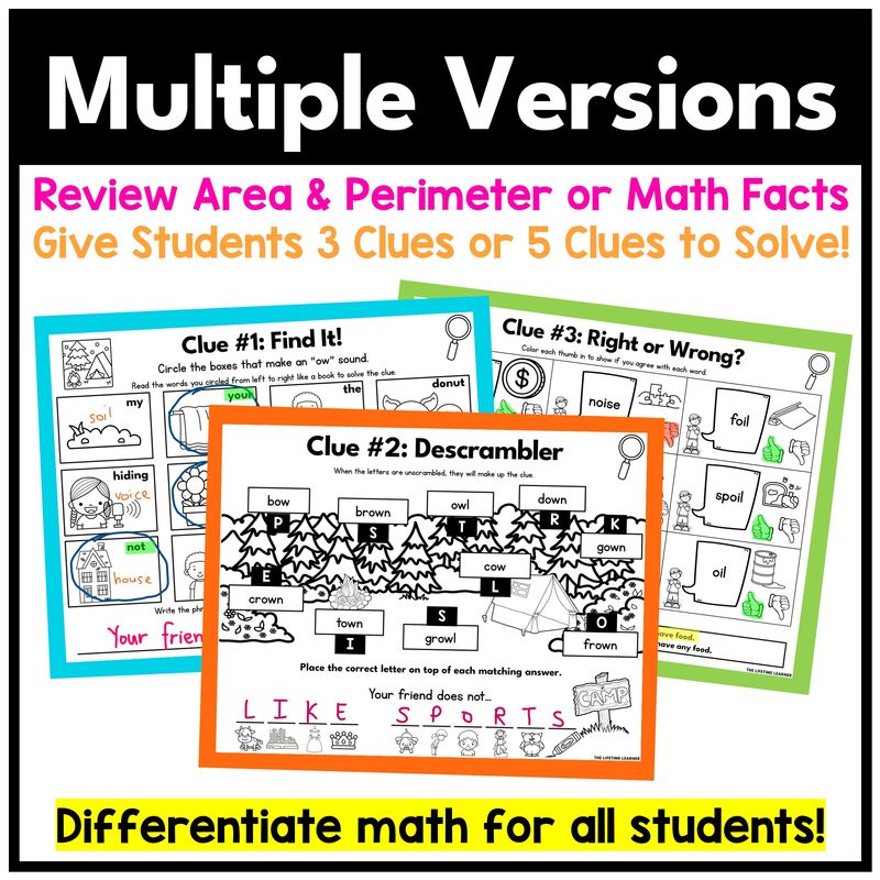4th Grade Camping Math Mystery Area & Perimeter Review - The Lifetime ...