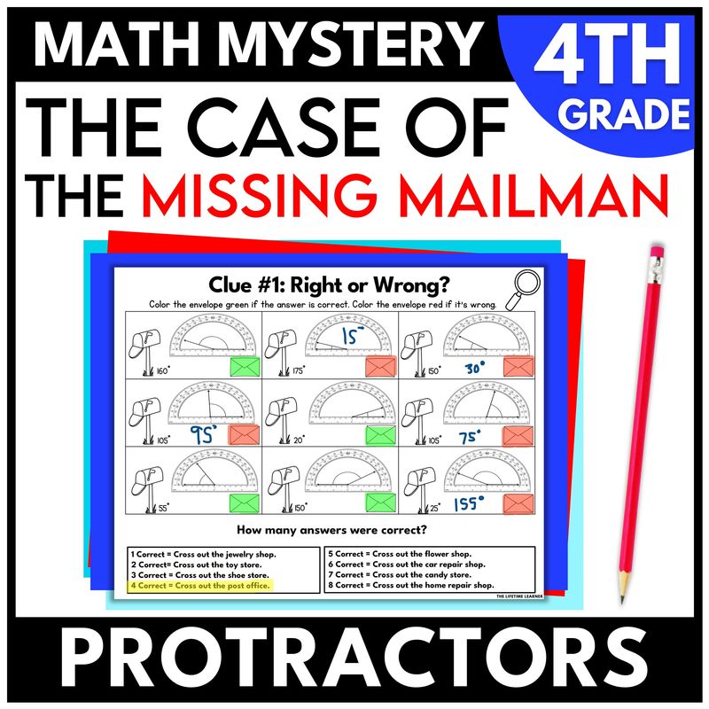 Mail Math Mystery 4th Grade | Measure Angles with Protractor