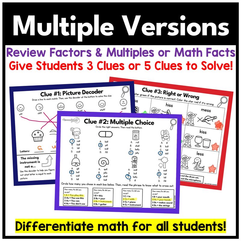 Rock Star Math Mystery 4th Grade | Factors and Multiples Review