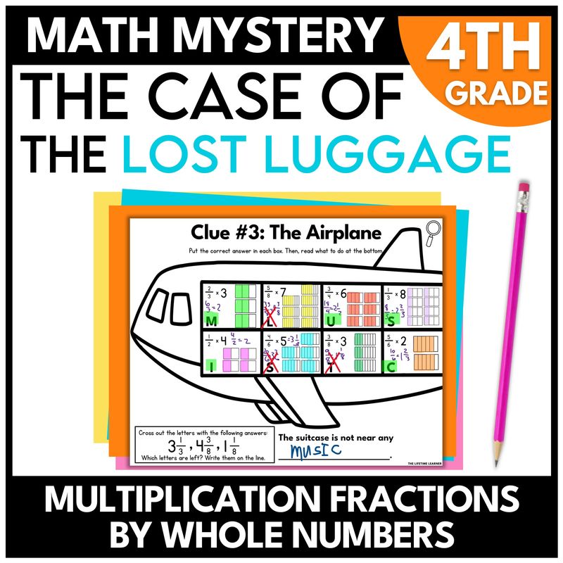 Travel Math Mystery 4th Grade | Multiply Fractions by Whole Numbers