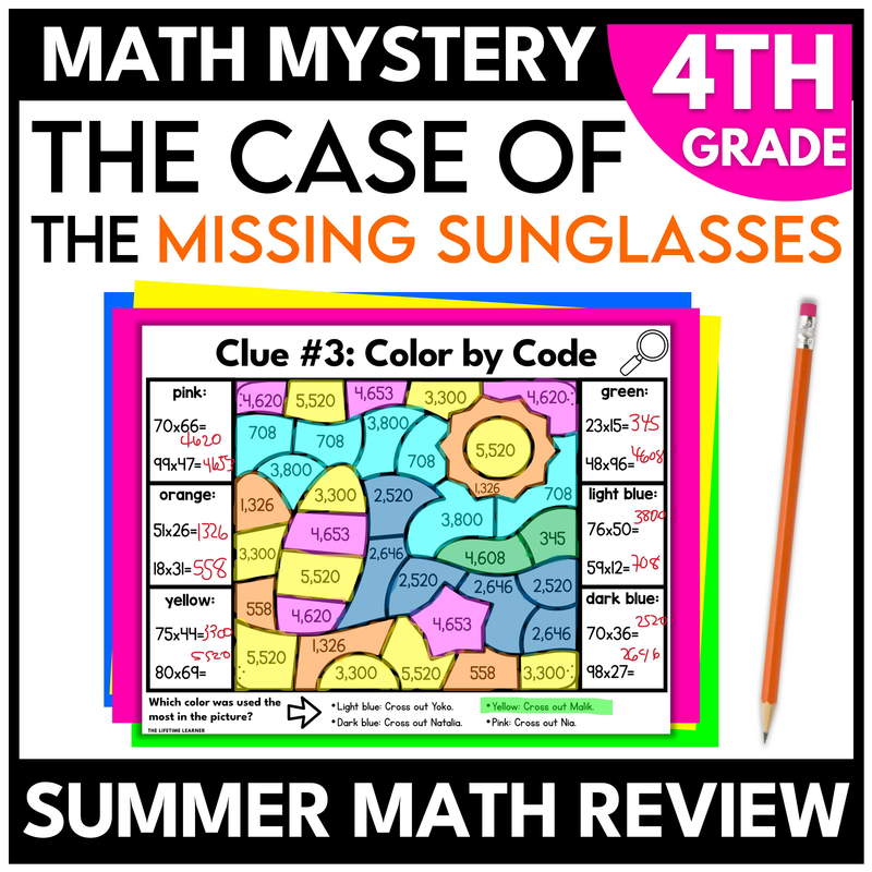 Summer Math Mystery 4th Grade | Fun Math Review Game
