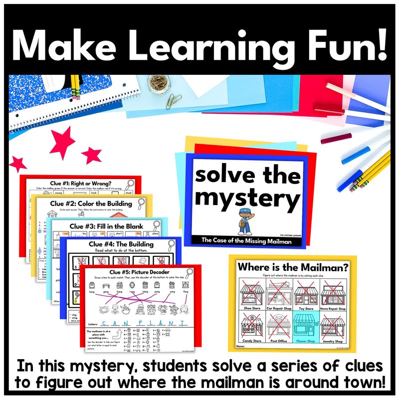 Mail Math Mystery Kindergarten | Positional Words Math Activity