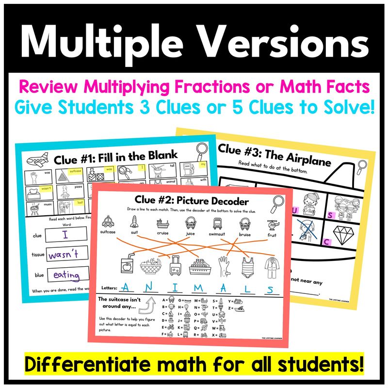 Travel Math Mystery 5th Grade | Multiply Fractions Game
