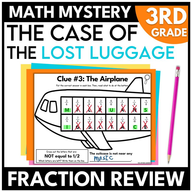 Travel Math Mystery 3rd Grade | Fractions