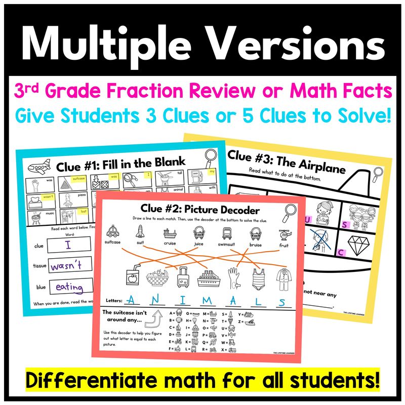 Travel Math Mystery 3rd Grade | Fractions