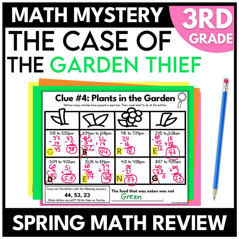 Spring Math Mystery 3rd Grade | Math Review