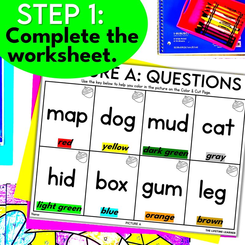 Kindergarten Camping CVC Words Team Coloring Activity - The Lifetime ...