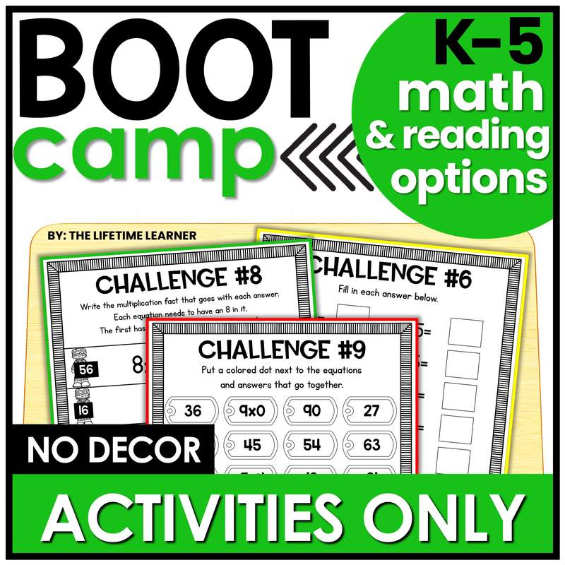 Boot Camp Classroom Transformation Worksheets ONLY