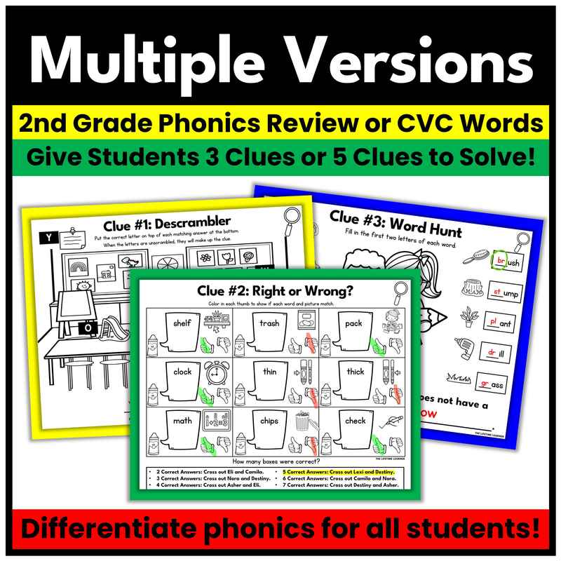 2nd Grade Back to School Mystery Phonics Review