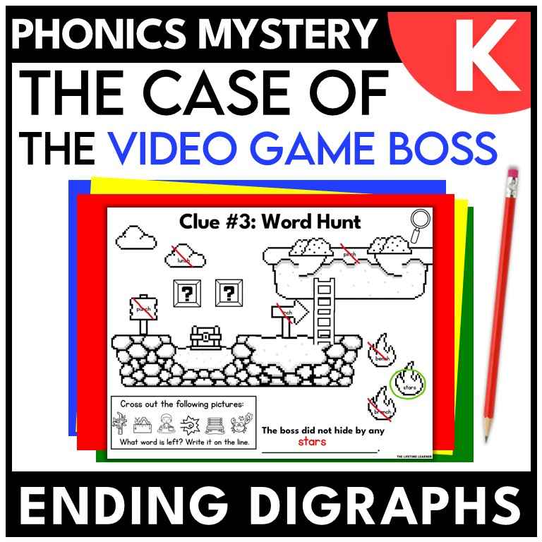 Kindergarten Phonics Video Game Mystery Ending Digraphs
