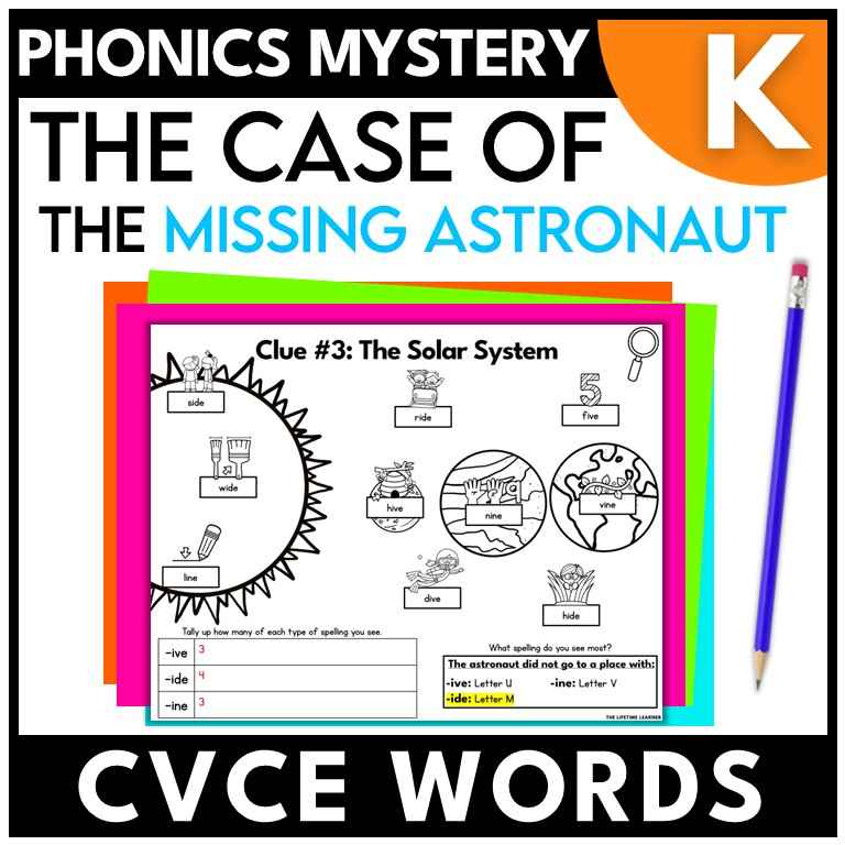Kindergarten Phonics Outer Space Mystery CVCe Words