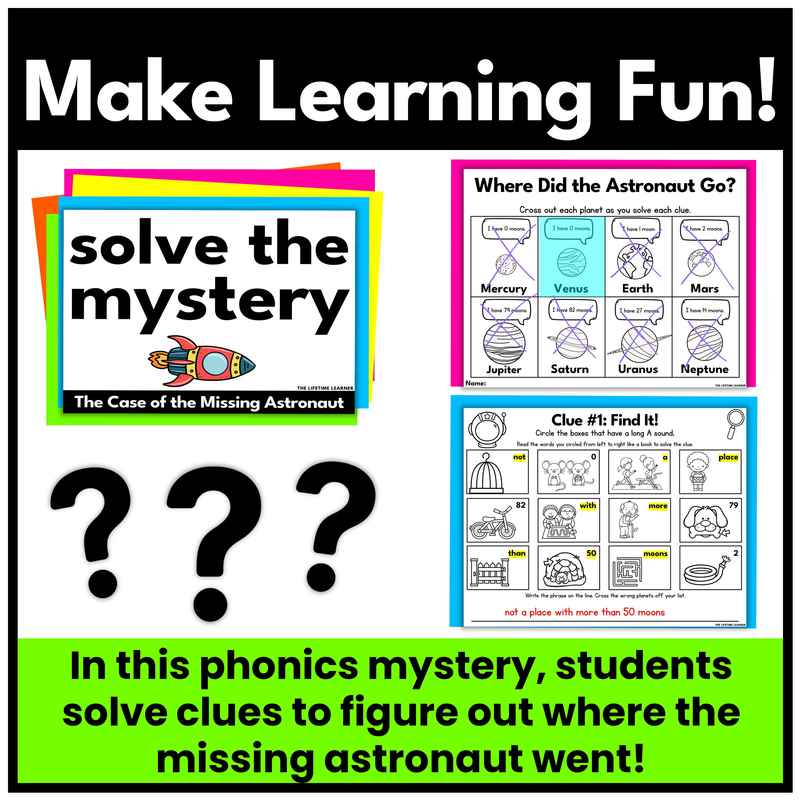 Kindergarten Phonics Outer Space Mystery CVCe Words