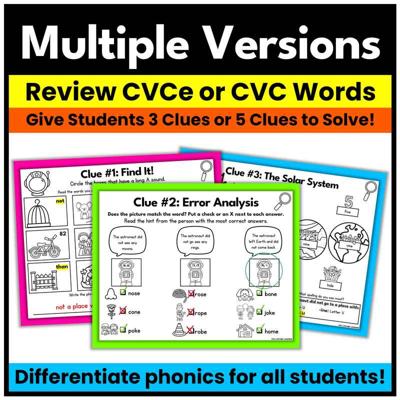 Kindergarten Phonics Outer Space Mystery CVCe Words