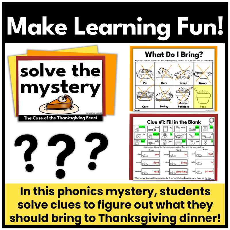 Thanksgiving Phonics Mystery 2nd Grade | Reading Activity