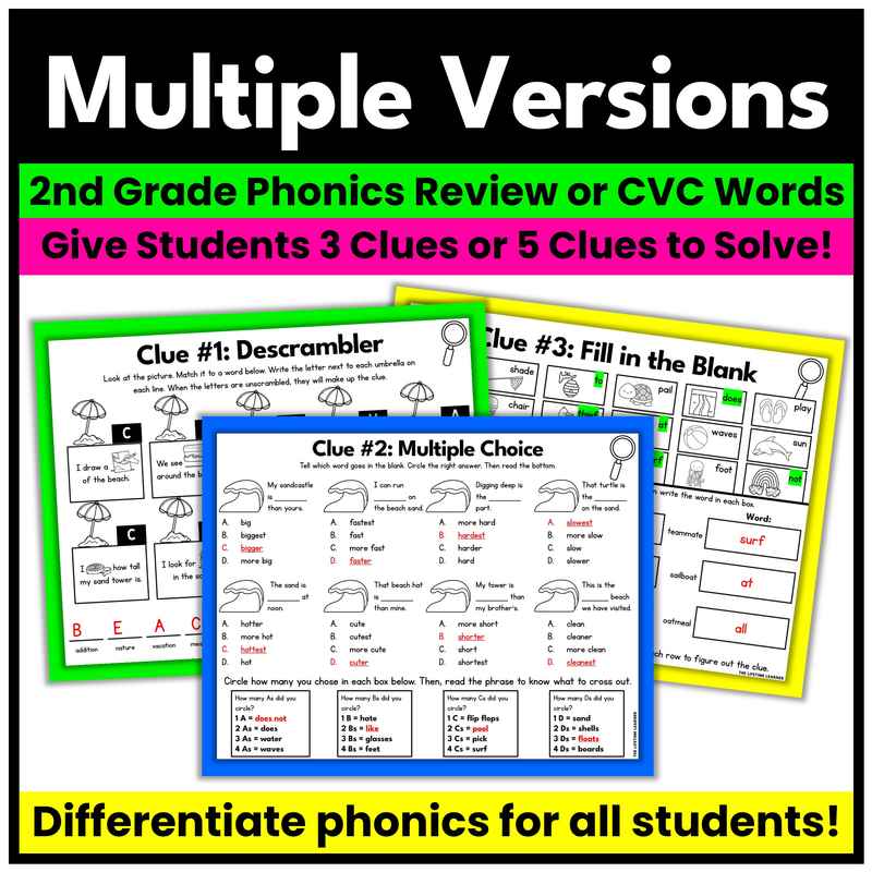 Summer Phonics Mystery 2nd Grade | Phonics Review Activity