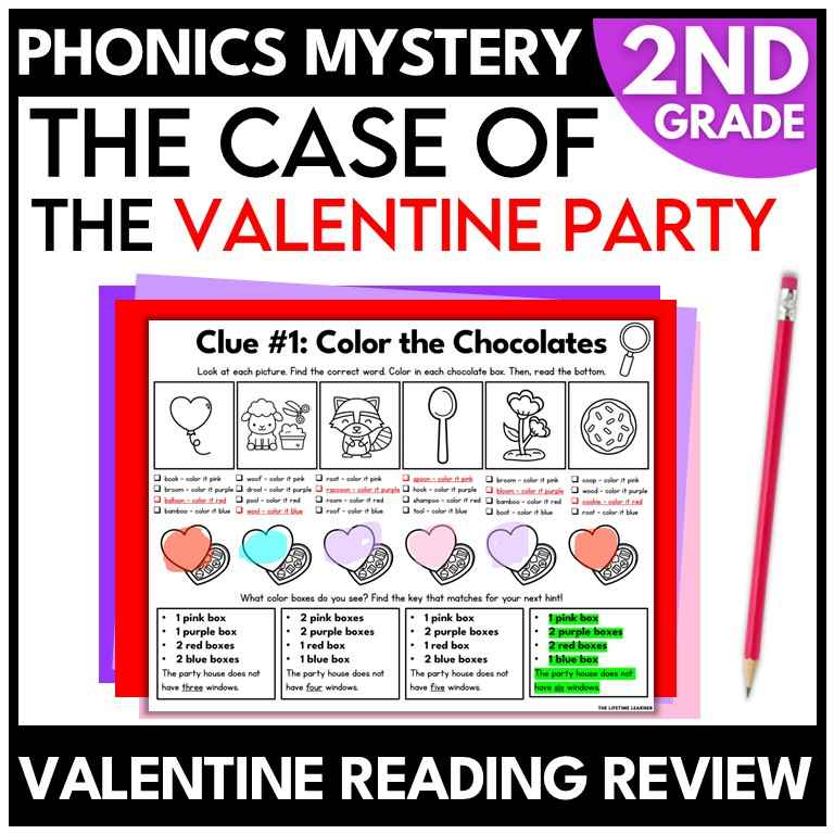 Valentine's Day Phonics Mystery 2nd Grade | Reading Review Activity