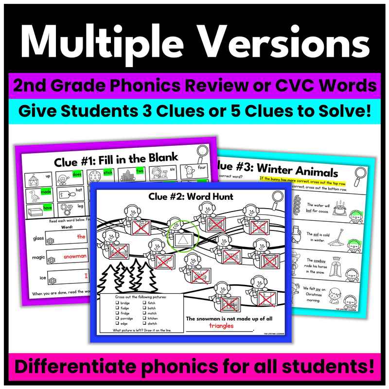 2nd Grade Winter Mystery Phonics Review
