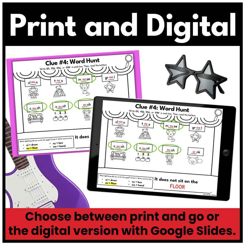 Rock Star Phonics Mystery 2nd Grade | Diphthongs Activity