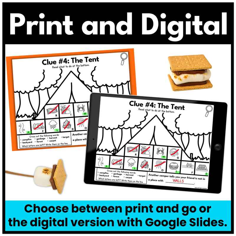 Camping Phonics Mystery 2nd Grade | 6 Syllable Types Activity
