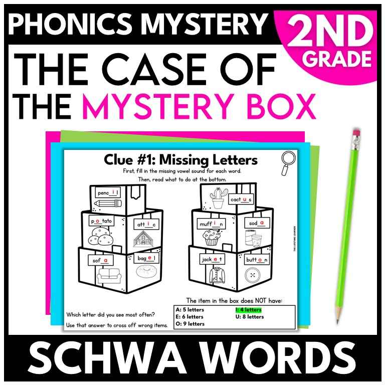 Box Phonics Mystery 2nd Grade | Schwa Words Activity
