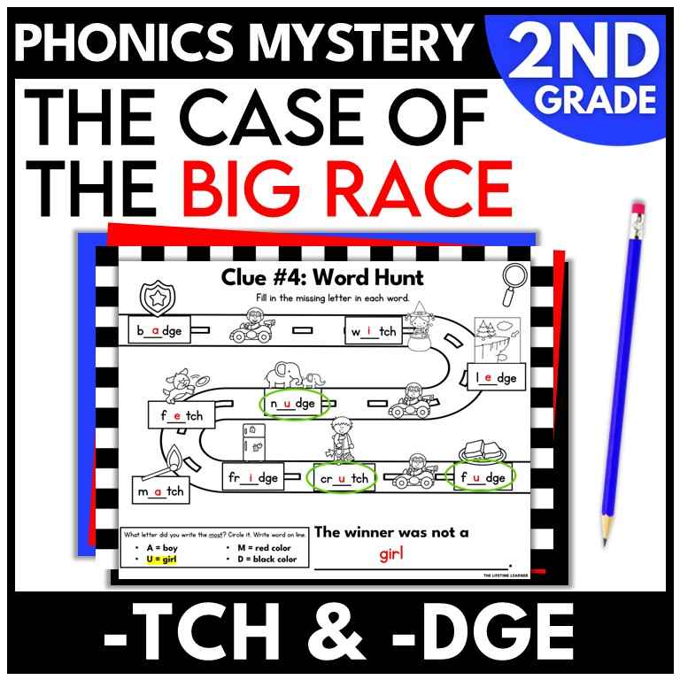 Race Car Phonics Mystery 2nd Grade | Trigraphs Activity