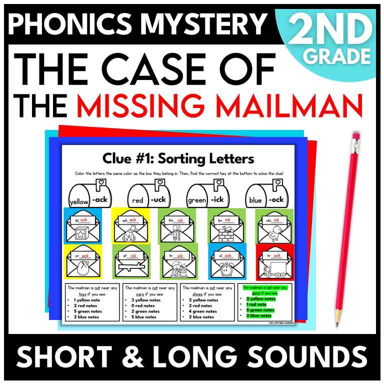 Mailman Phonics Mystery 2nd Grade | Short and Long Vowels Activity