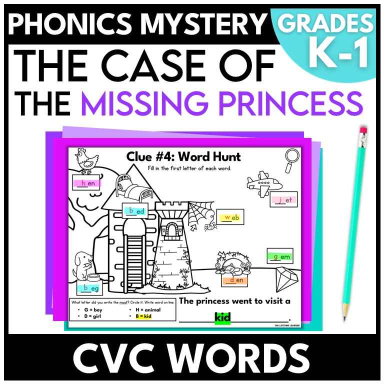 Princess CVC Words Mystery Game | Kindergarten Reading