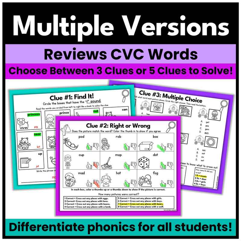 Princess CVC Words Mystery Game | Kindergarten Reading