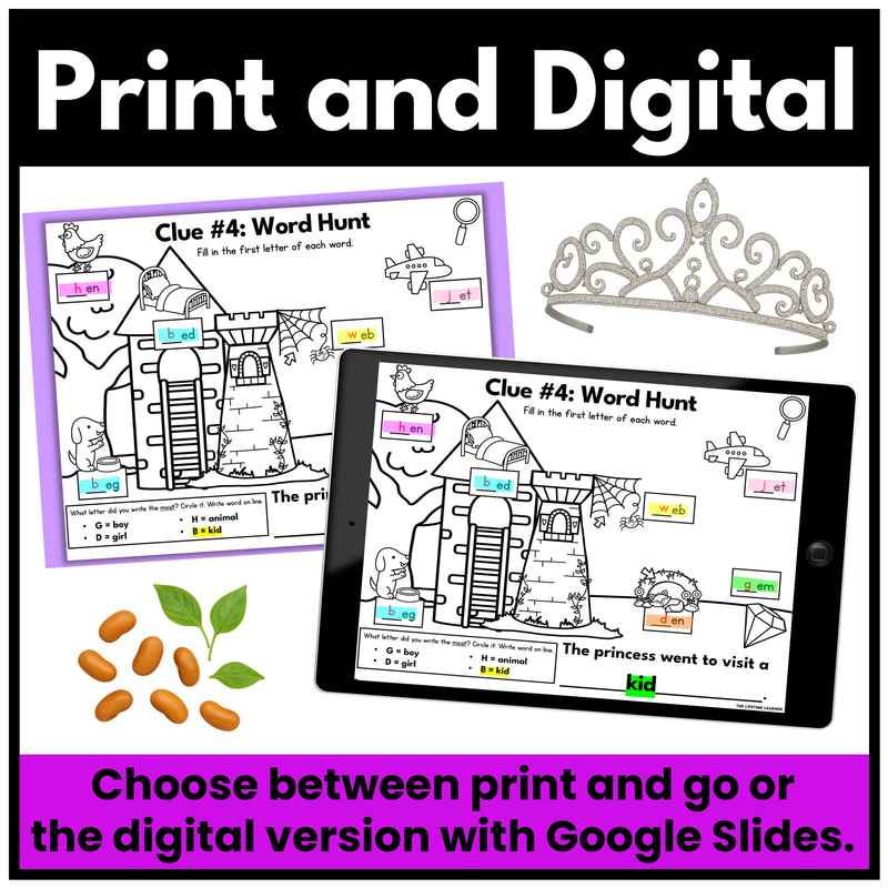 Princess CVC Words Mystery Game | Kindergarten Reading