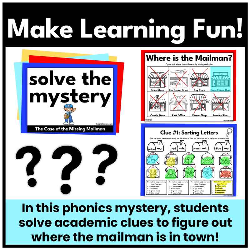 Mailman CVC Words Mystery Game | Kindergarten Reading