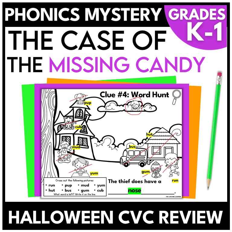 Halloween CVC Words Mystery Game | Kindergarten Reading